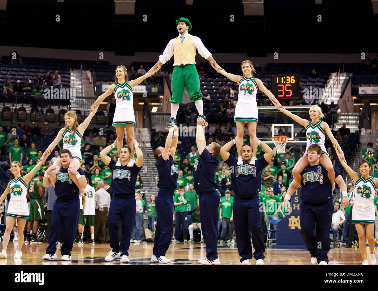 Notre Dame cheerleaders during game action between the Notre Dame ...