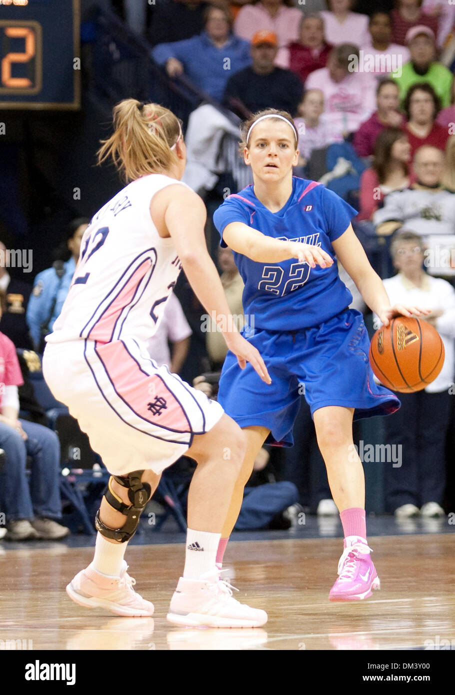 DePaul Guard Sam Quigley (22) and Notre Dame Guard Brittany Mallory (22 ...