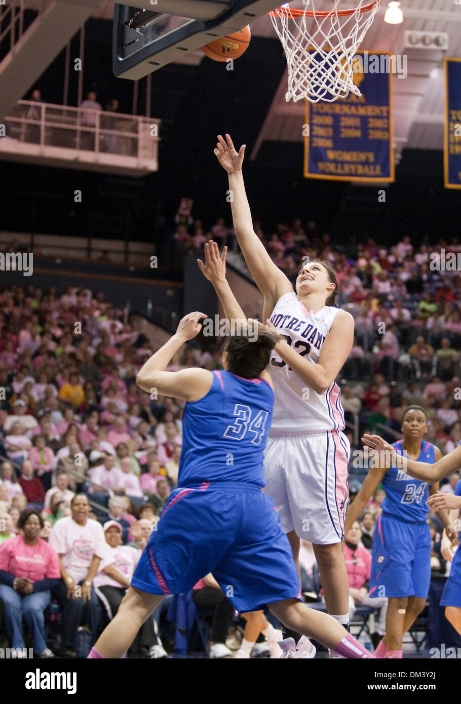 Notre Dame Forward Becca Bruszewski (32) shoots over DePaul Guard ...