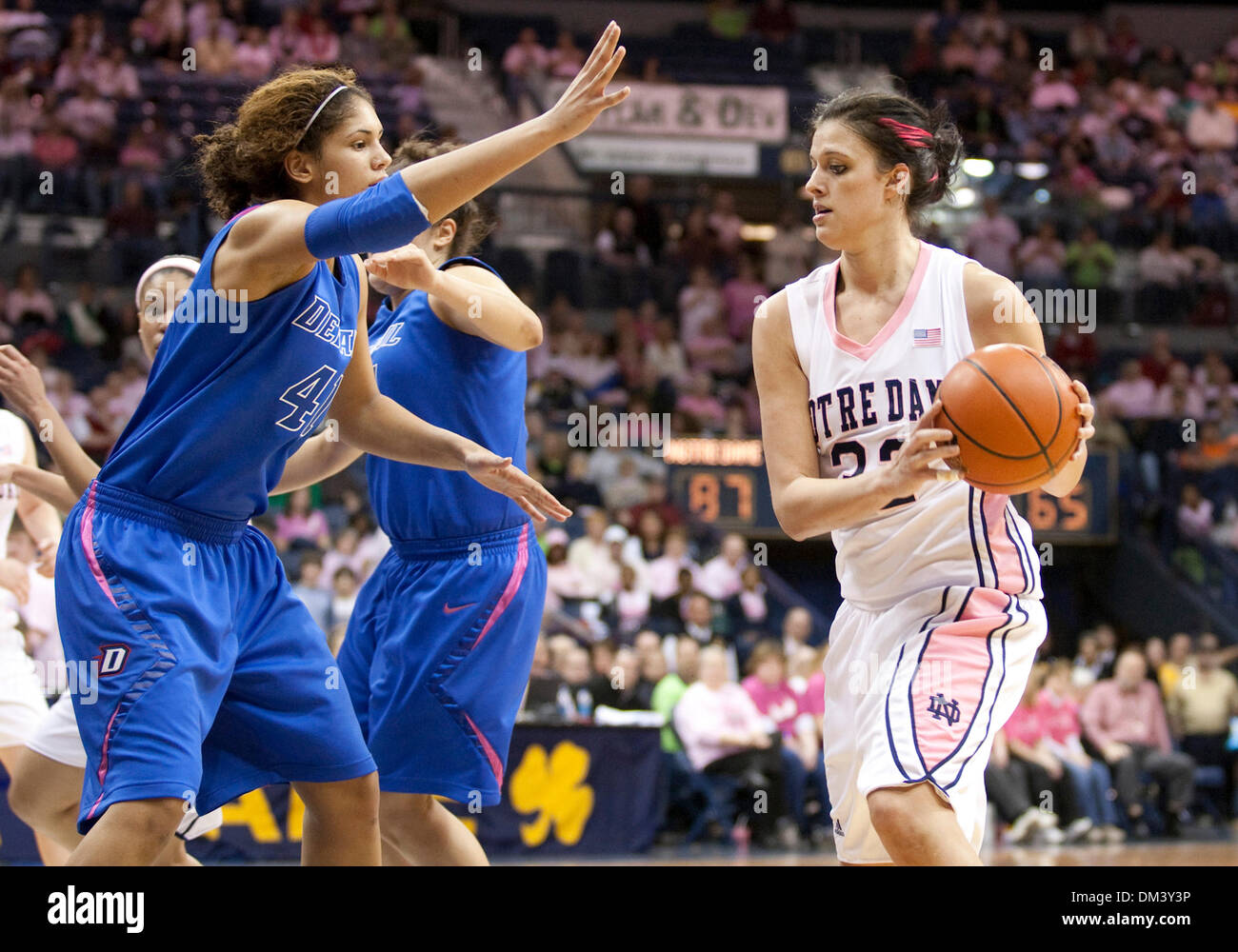 Notre Dame Forward Becca Bruszewski (32) shoots over DePaul Forward ...