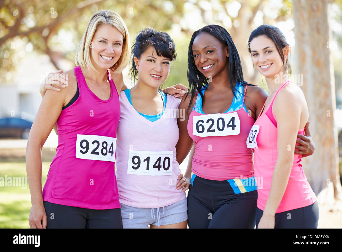 Group Of Female Runners Before Race Stock Photo - Alamy