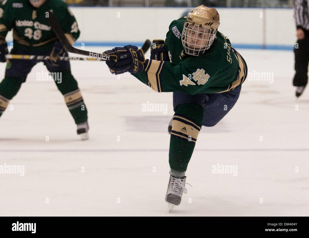 Notre Dame Center Riley Sheahan (4) in game action between the Notre ...