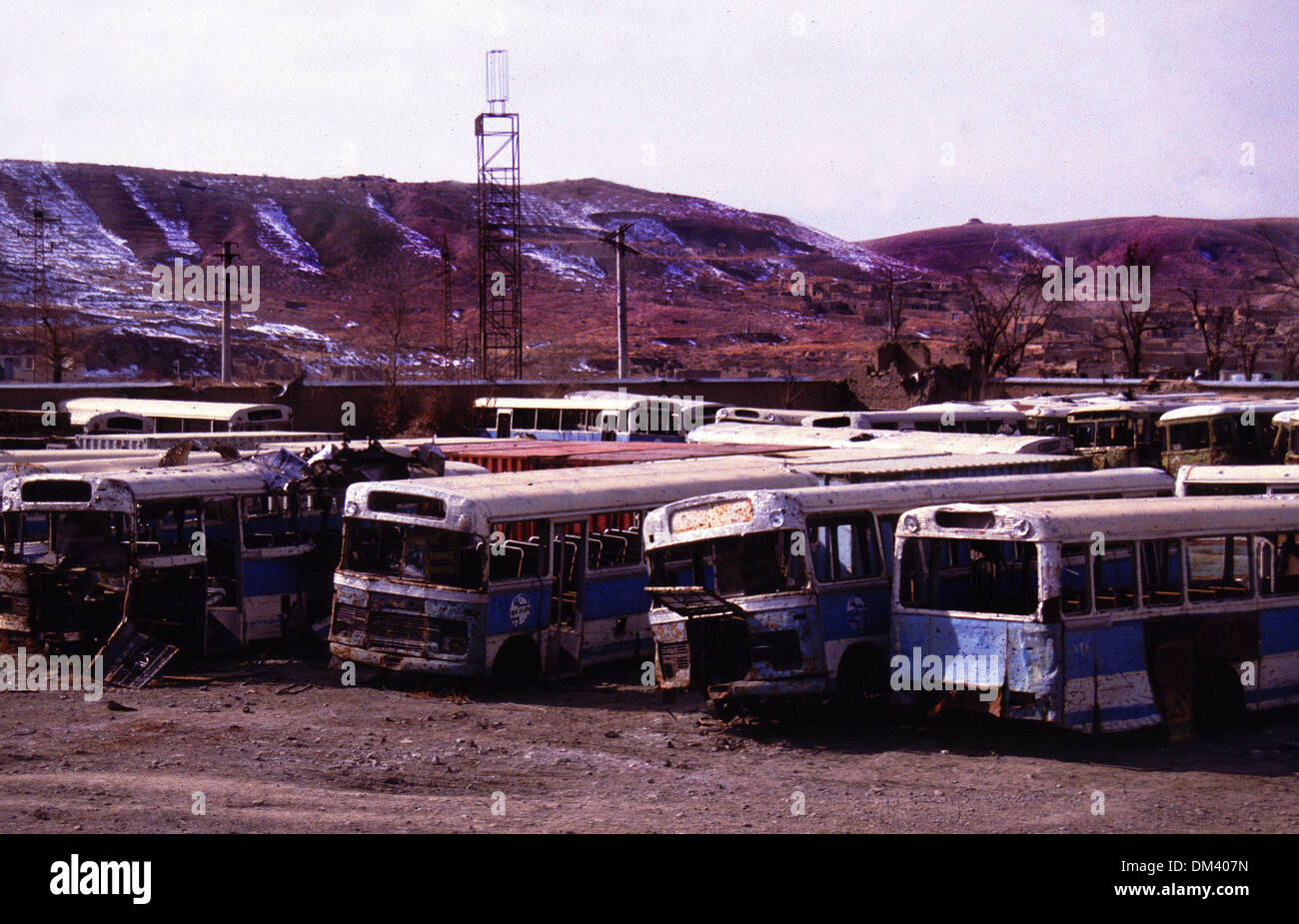 Jan. 00, 1994 - Kabul, Afghanistan - Destroyed public buses at the ...