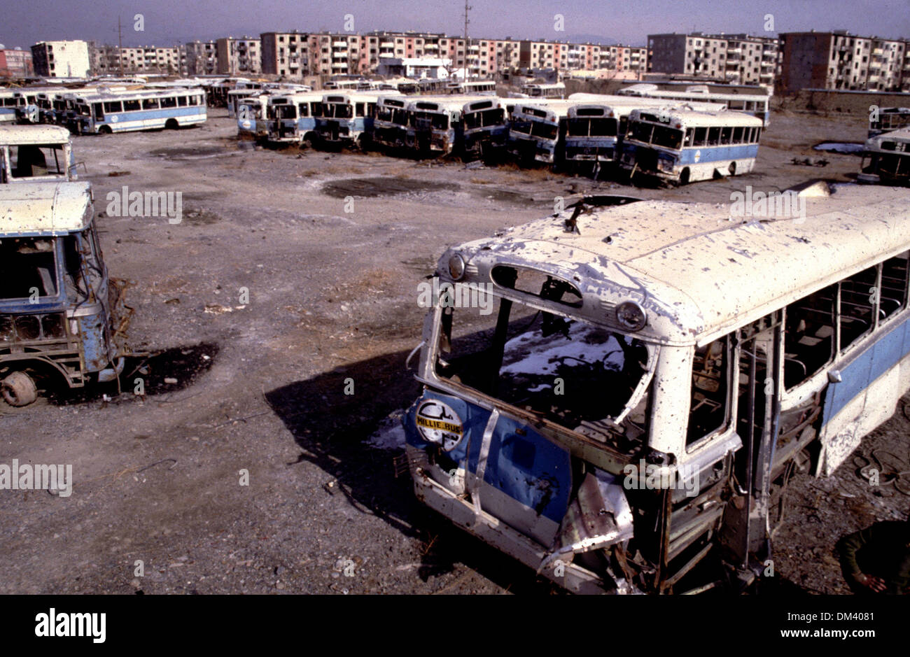 Jan. 00, 1994 - Kabul, Afghanistan - Buses lay destroyed in the Kabul ...