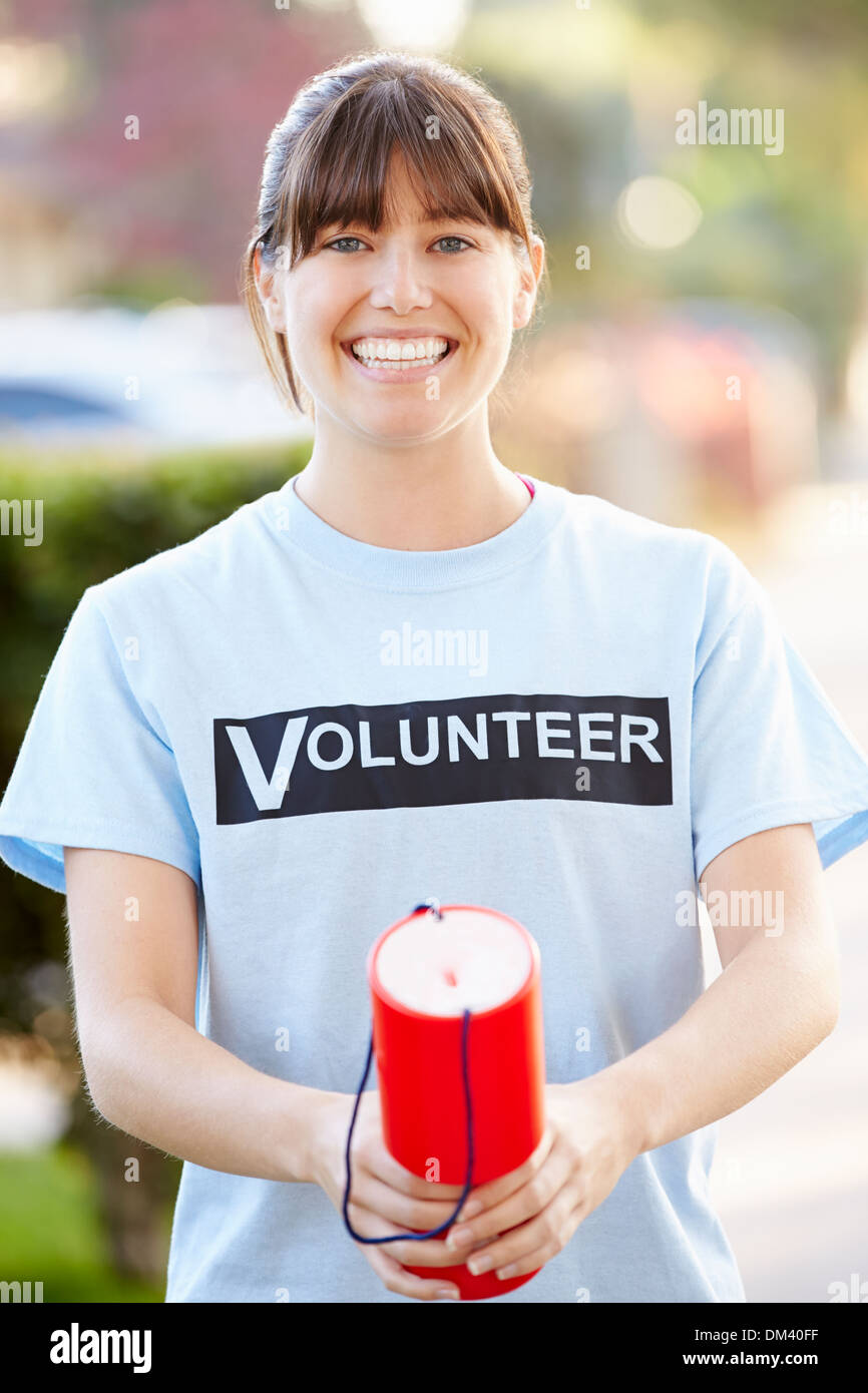 Woman charity collecting tin hi-res stock photography and images - Alamy