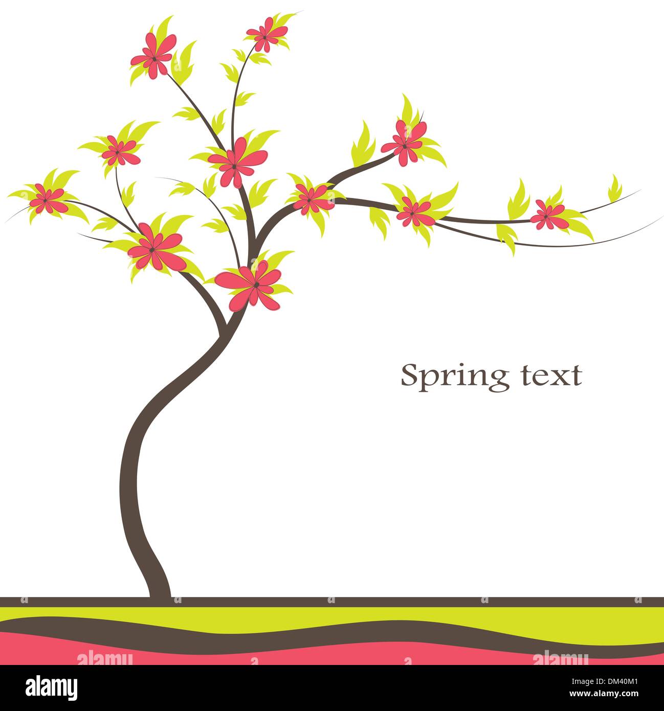 card design with stylized trees and text. vector illustration Stock ...