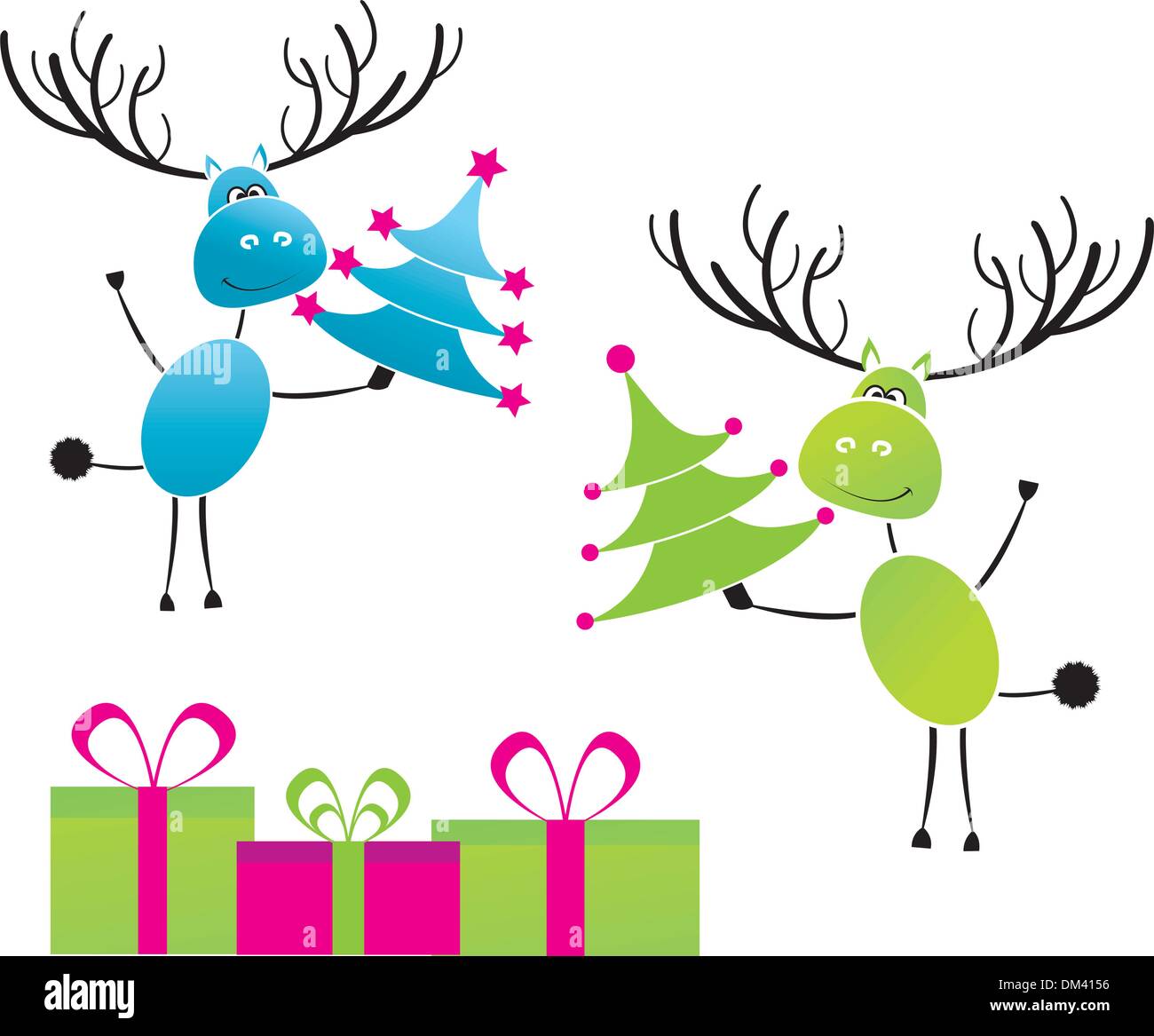Color Christmas Cartoon Red Nosed Reindeer High Resolution Stock ...