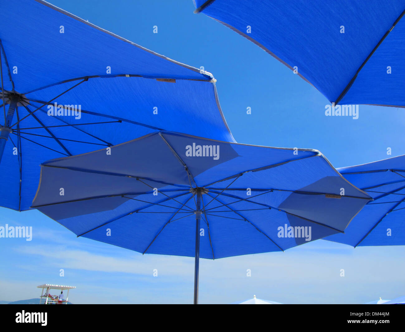 Provencal blue umbrellas in Nice, France Stock Photo - Alamy