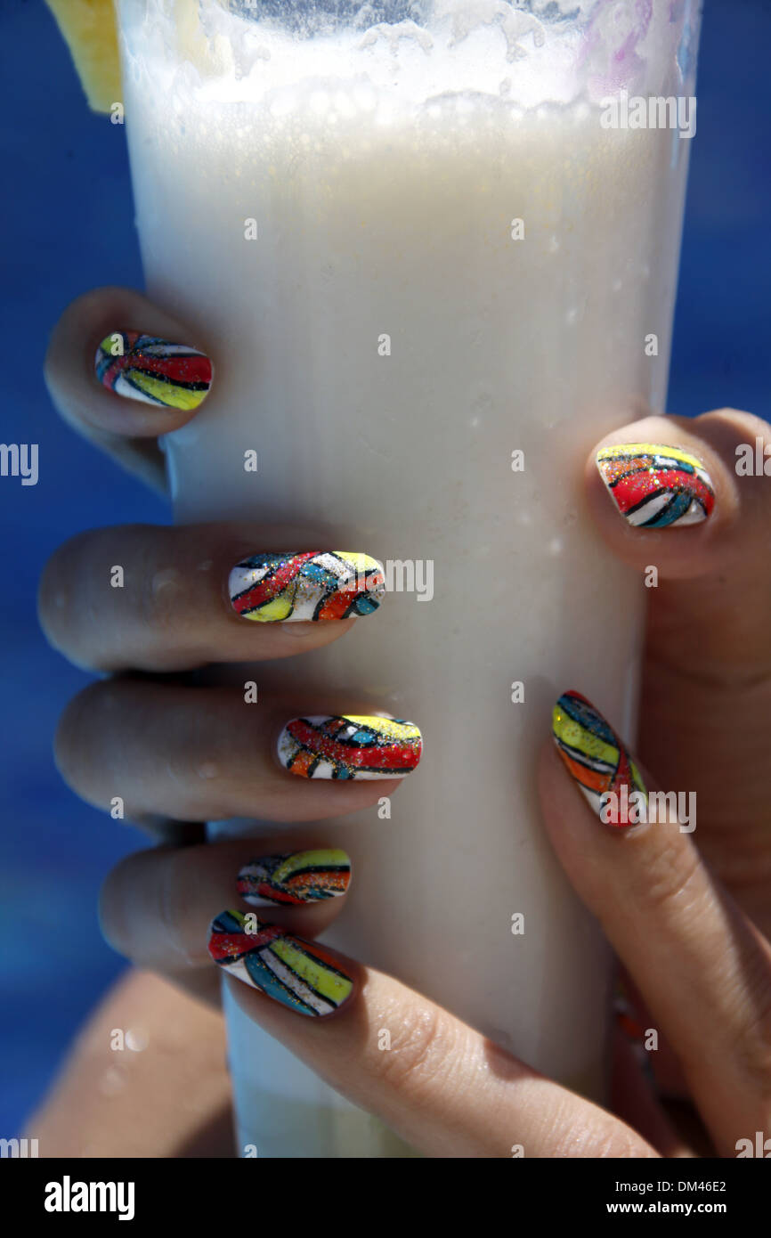 WHITE COCKTAIL DRINK & PAINTED FINGER NAILS CRATOS HOTEL KYRENIA CYPRUS ...