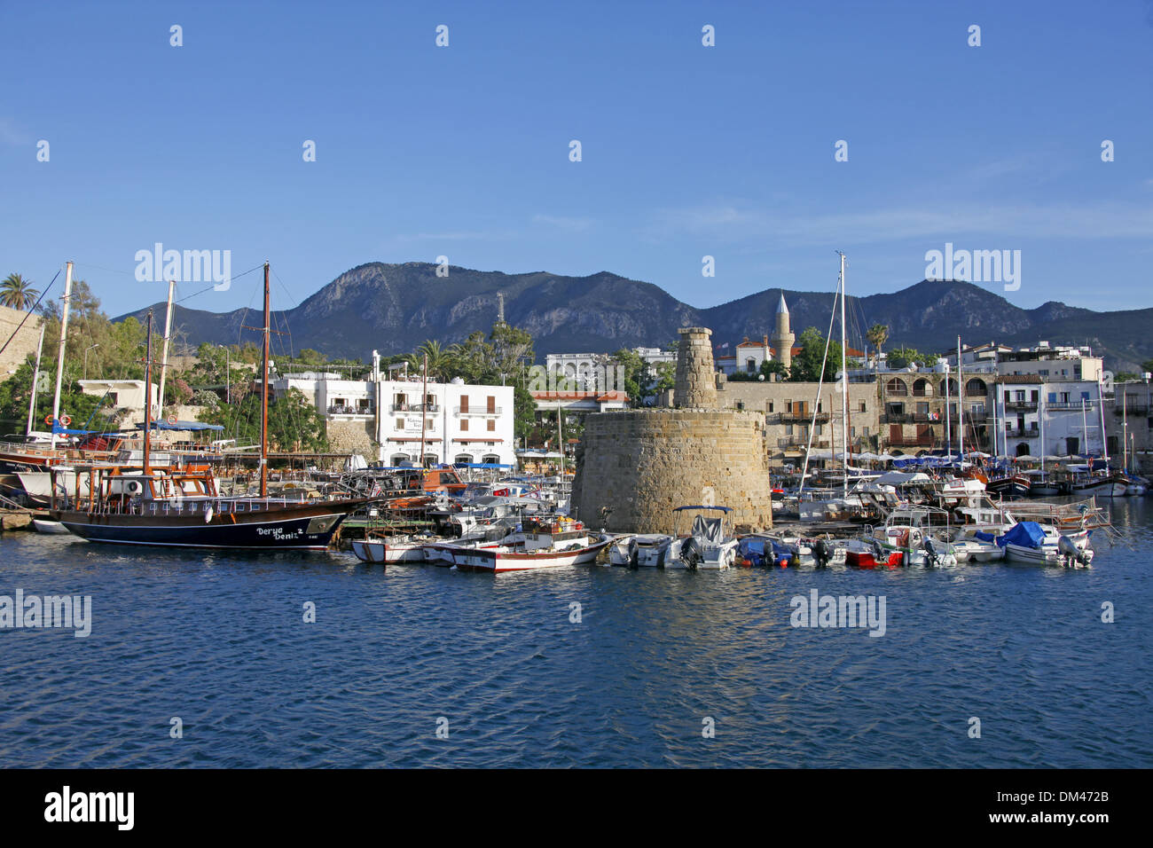 BOATS IN HARBOUR & CASTLE WALLS KYRENIA NORTHERN CYPRUS 27 May 2013 ...