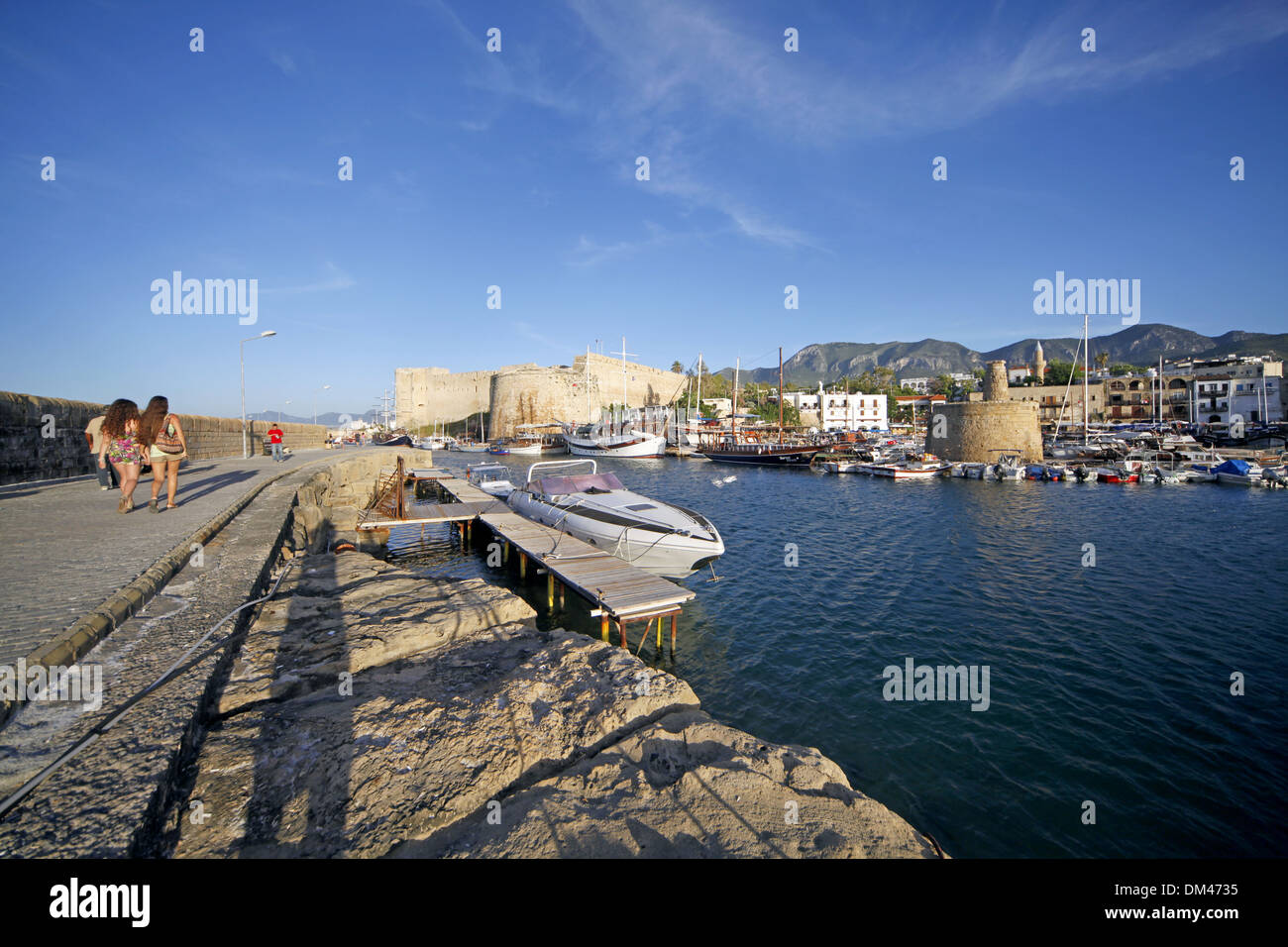 BOATS IN HARBOUR & CASTLE WALLS KYRENIA NORTHERN CYPRUS 27 May 2013 ...