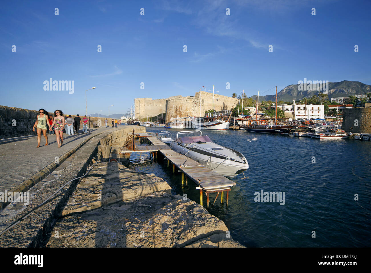 BOATS IN HARBOUR & CASTLE WALLS KYRENIA NORTHERN CYPRUS 27 May 2013 ...