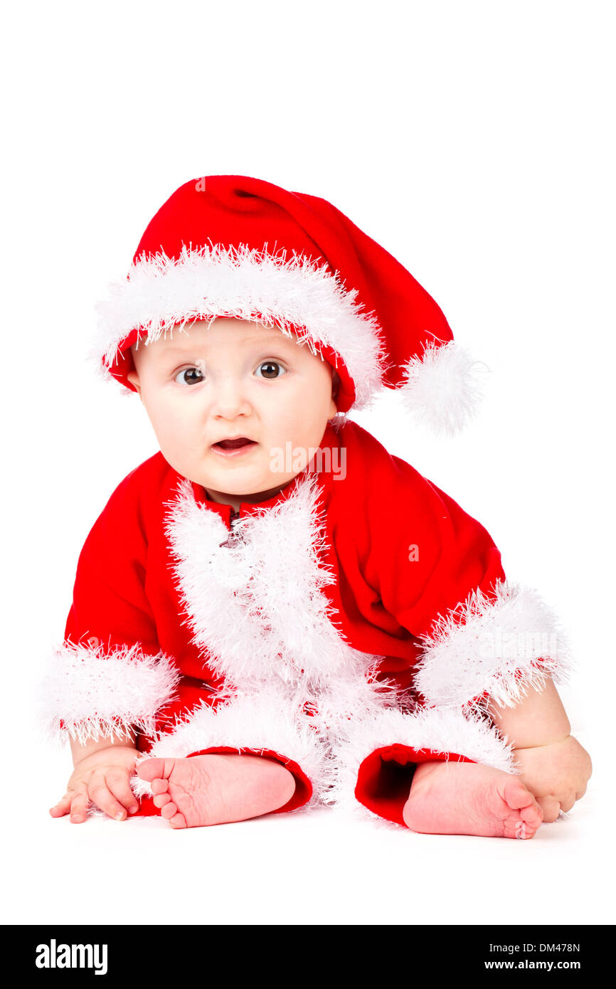 Christmas baby in Santa Claus clothes Stock Photo - Alamy