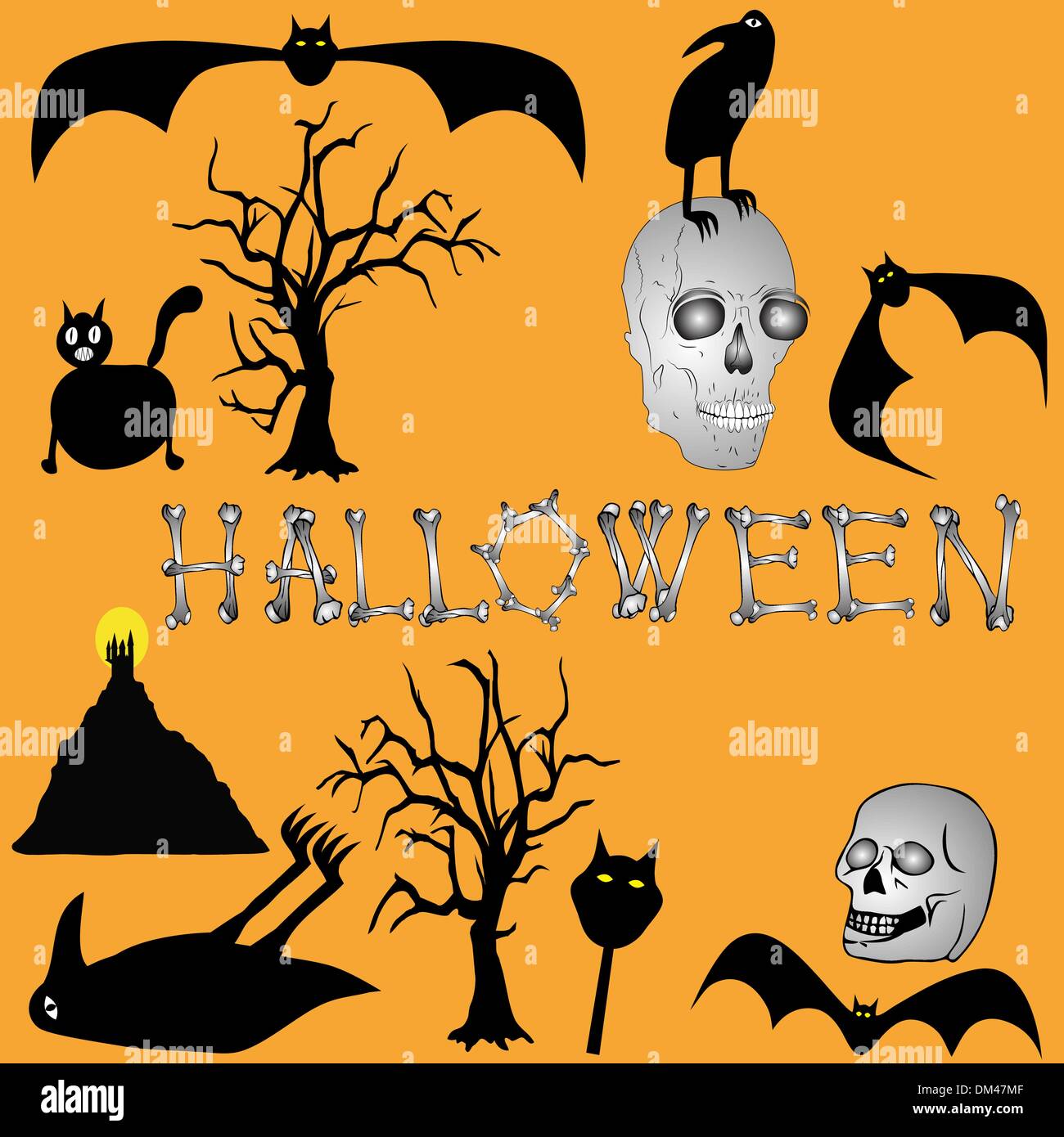 Halloween backgroud - various graphic elements Stock Vector Image & Art ...