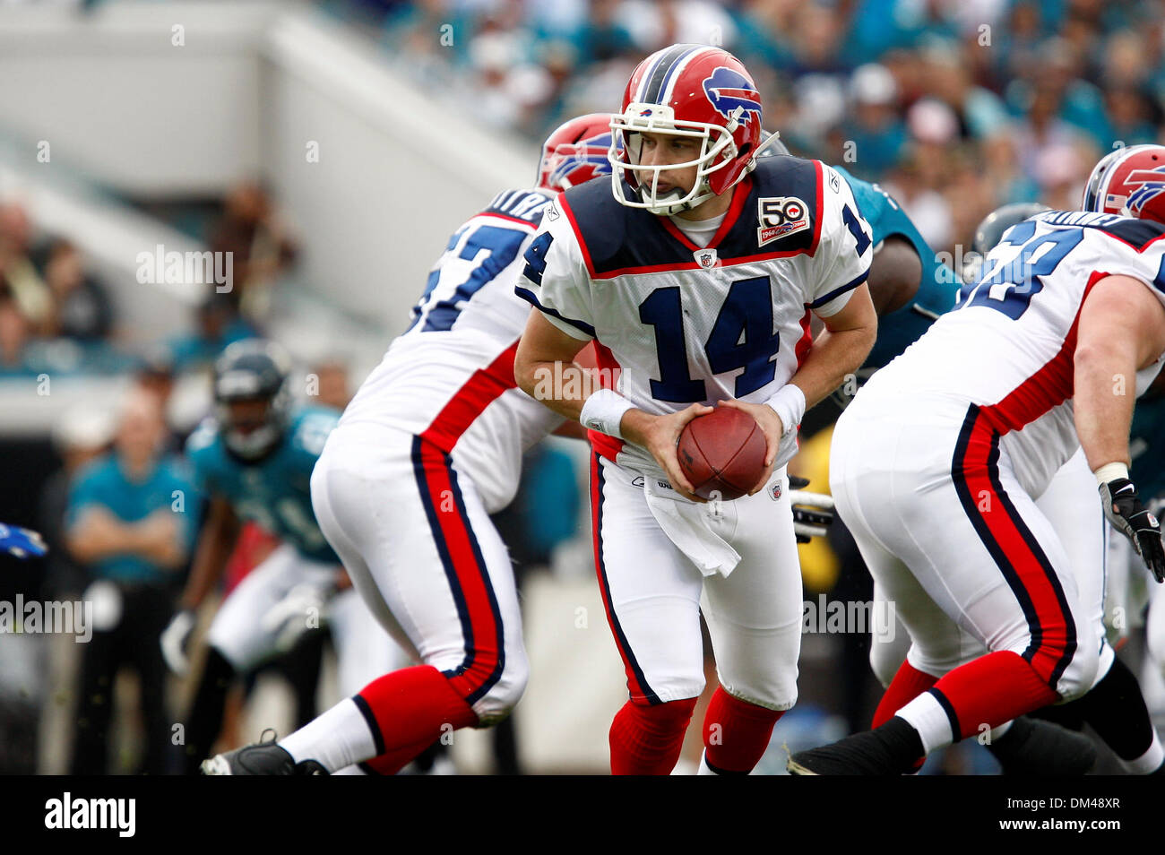 Buffalo Bills Ryan Fitzpatrick (14) looks to hand off in this NFL ...