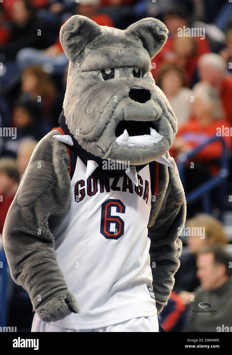 Gonzaga's mascot ''Spike'' tries to get the fans fired up during a NCAA ...