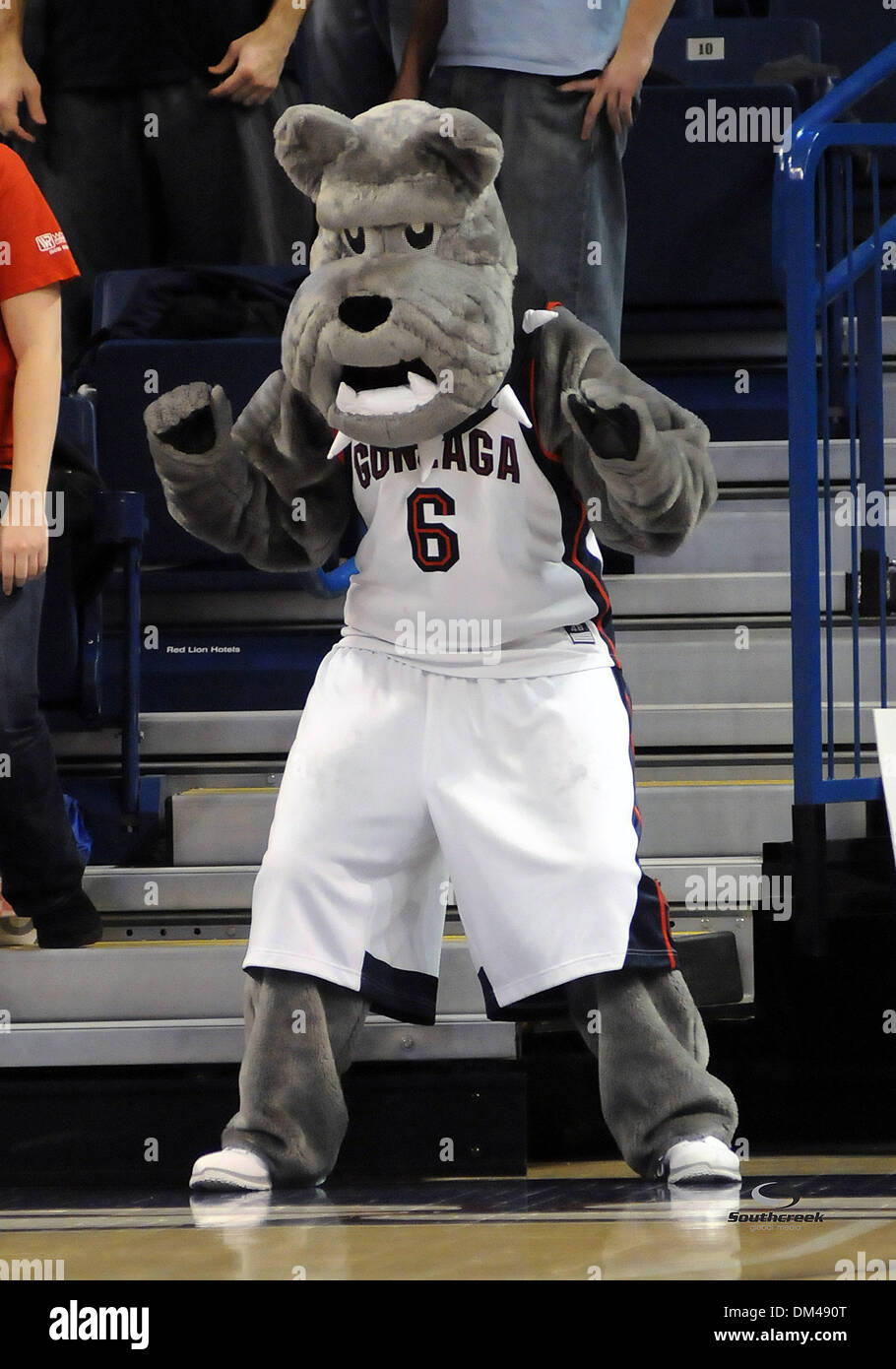 Gonzaga's mascot ''Spike'' tries to get the fans fired up during a NCAA ...