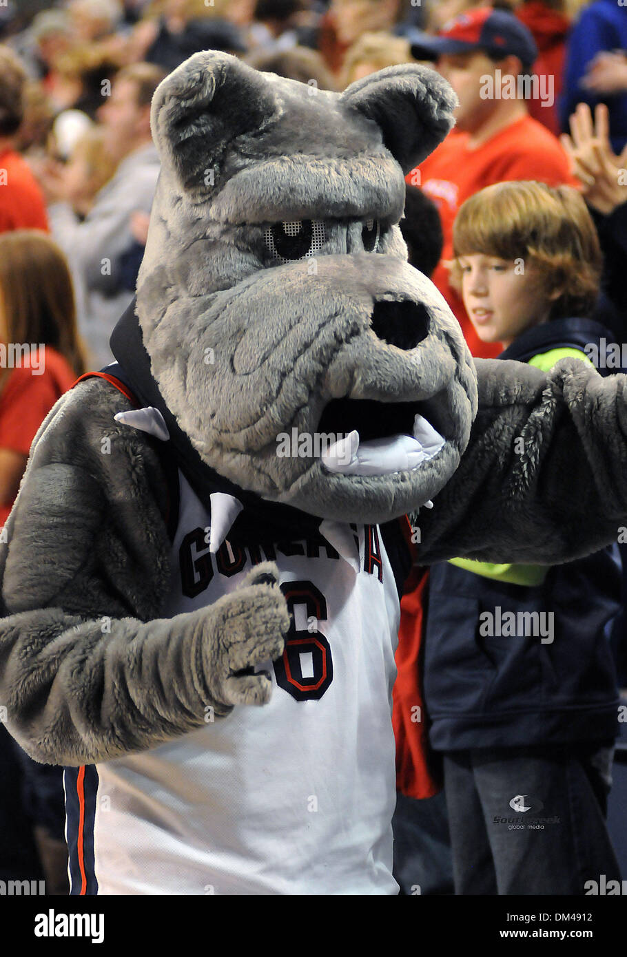 Gonzaga's mascot ''Spike'' tries to get the fans fired up during a NCAA ...