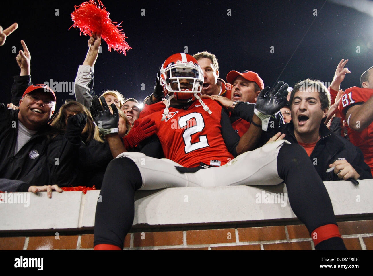Georgia safety Brandon Boykin (2) celebrates with fans after a victory ...