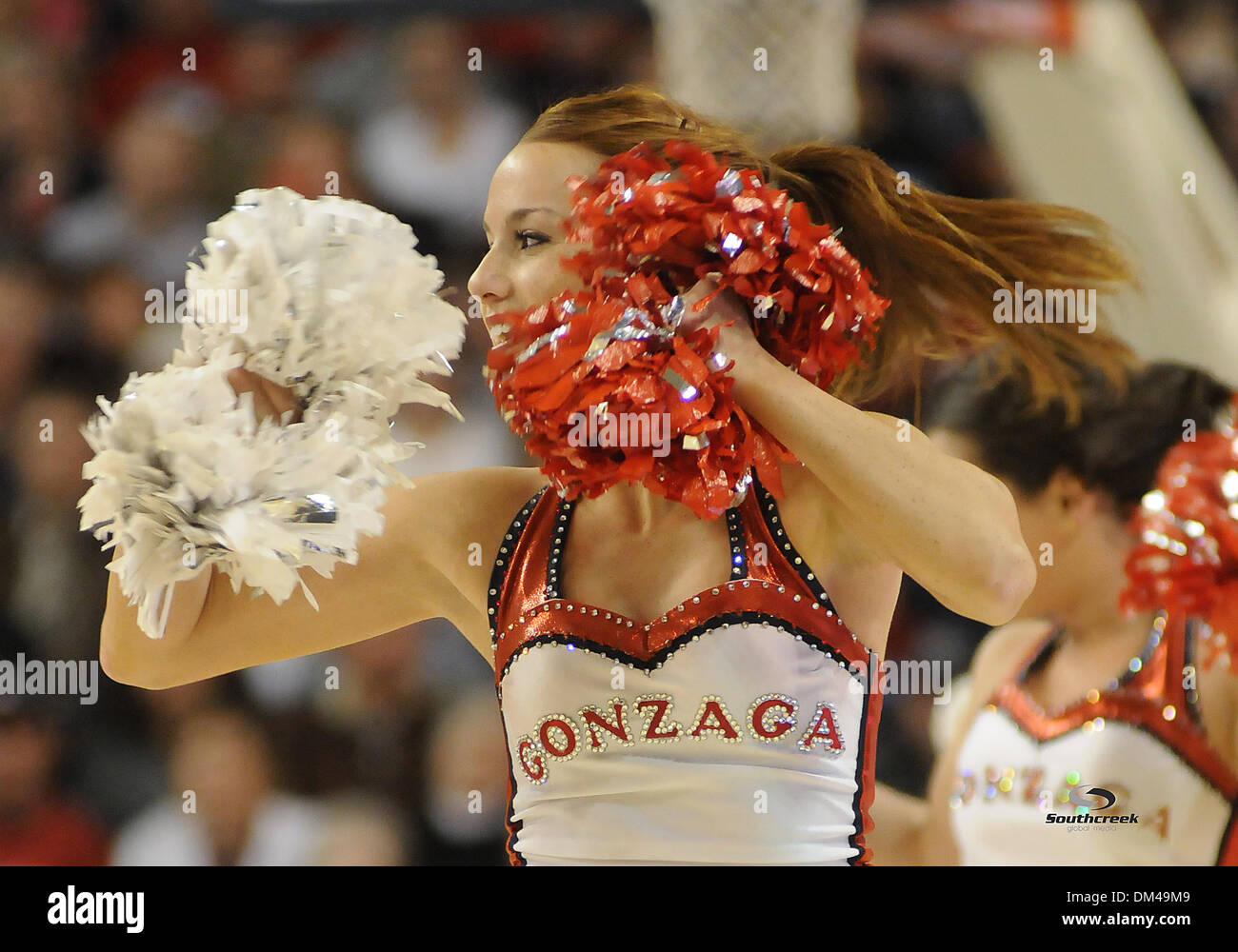 A member of the Gonzaga dance team entertains the crowd of 6000 during ...