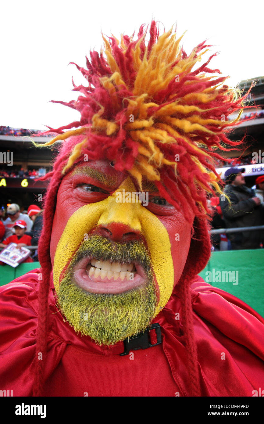 A Chiefs fan cheers during the NFL football game between the Kansas ...
