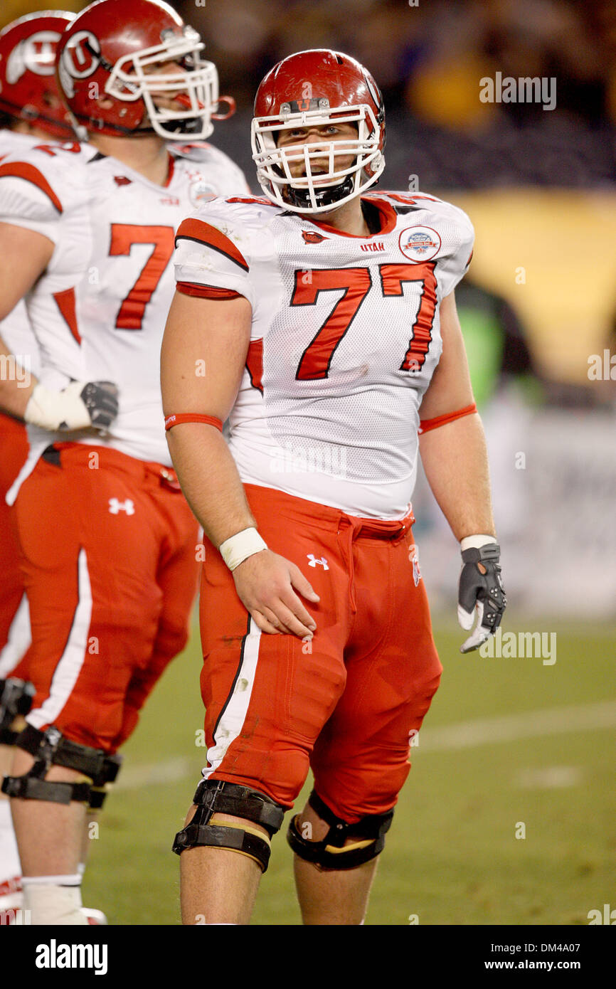 Utah Utes offensive lineman Zane Taylor #77 waits during a timeout ...