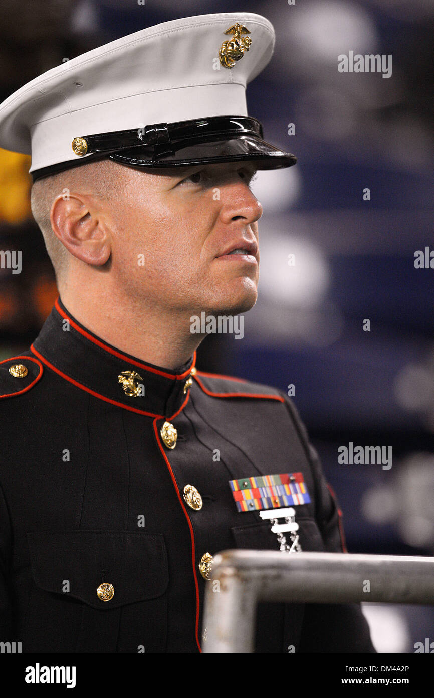 US Marines enjoyed play during first half action of the Poinsettia Bowl ...