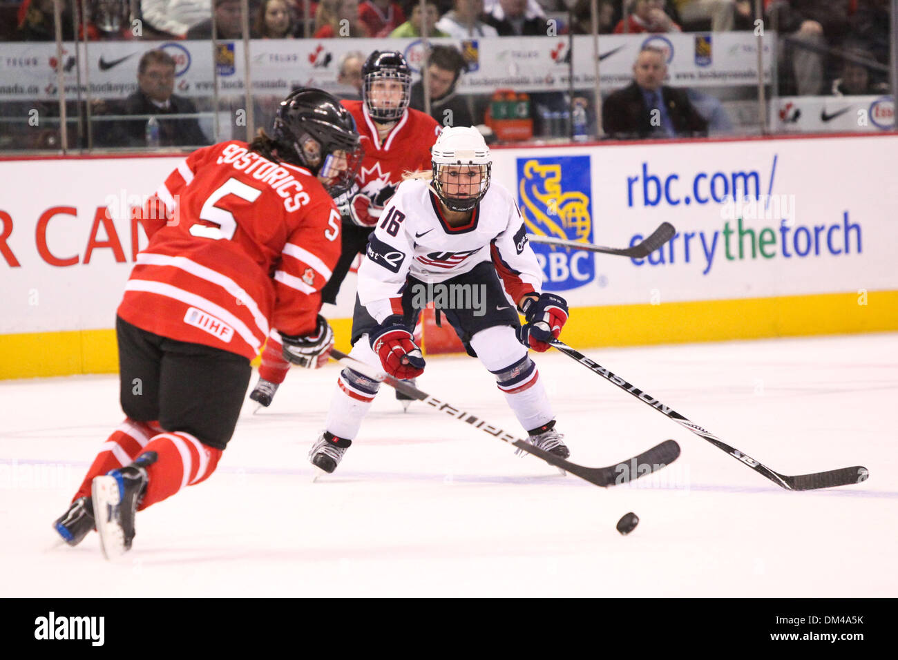 Quest Tour - Team Canada's Colleen Sostorics (5) passed Team USA Kelli ...