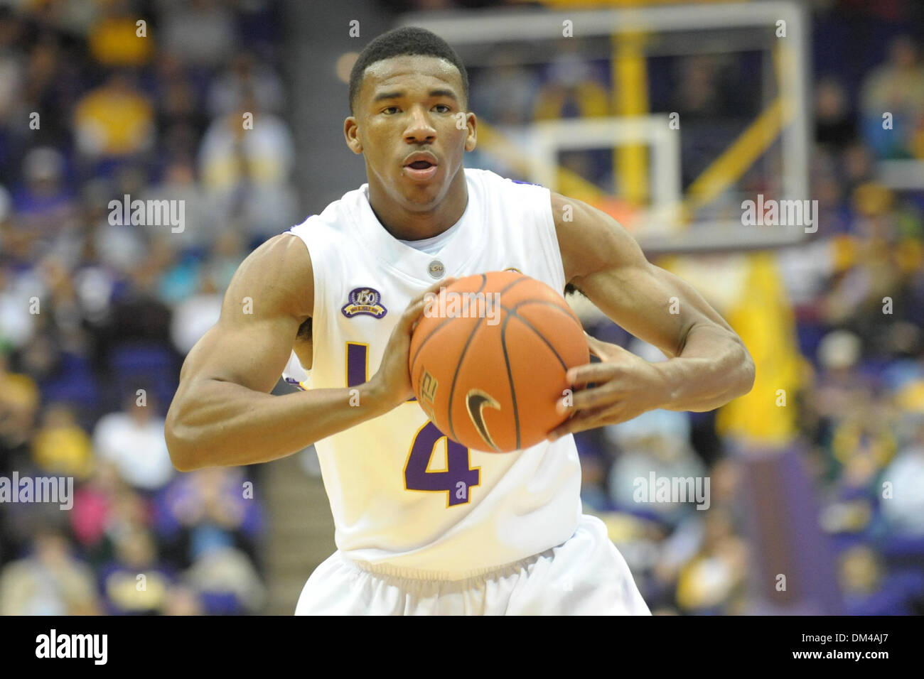 LSU guard, #4 Chris Bass, prepares to pass the ball during a non ...
