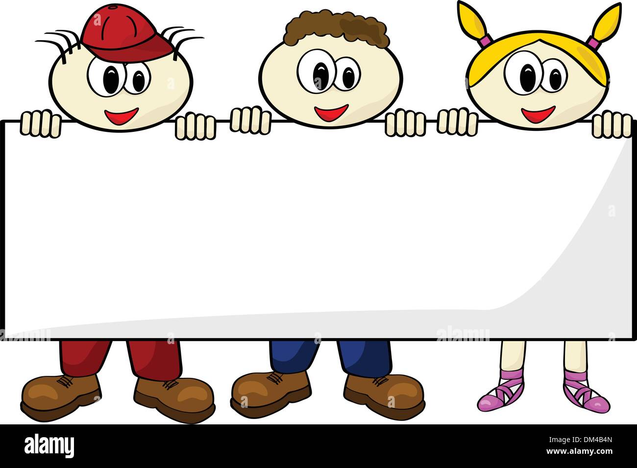 Vector cartoon children hold card hi-res stock photography and images ...