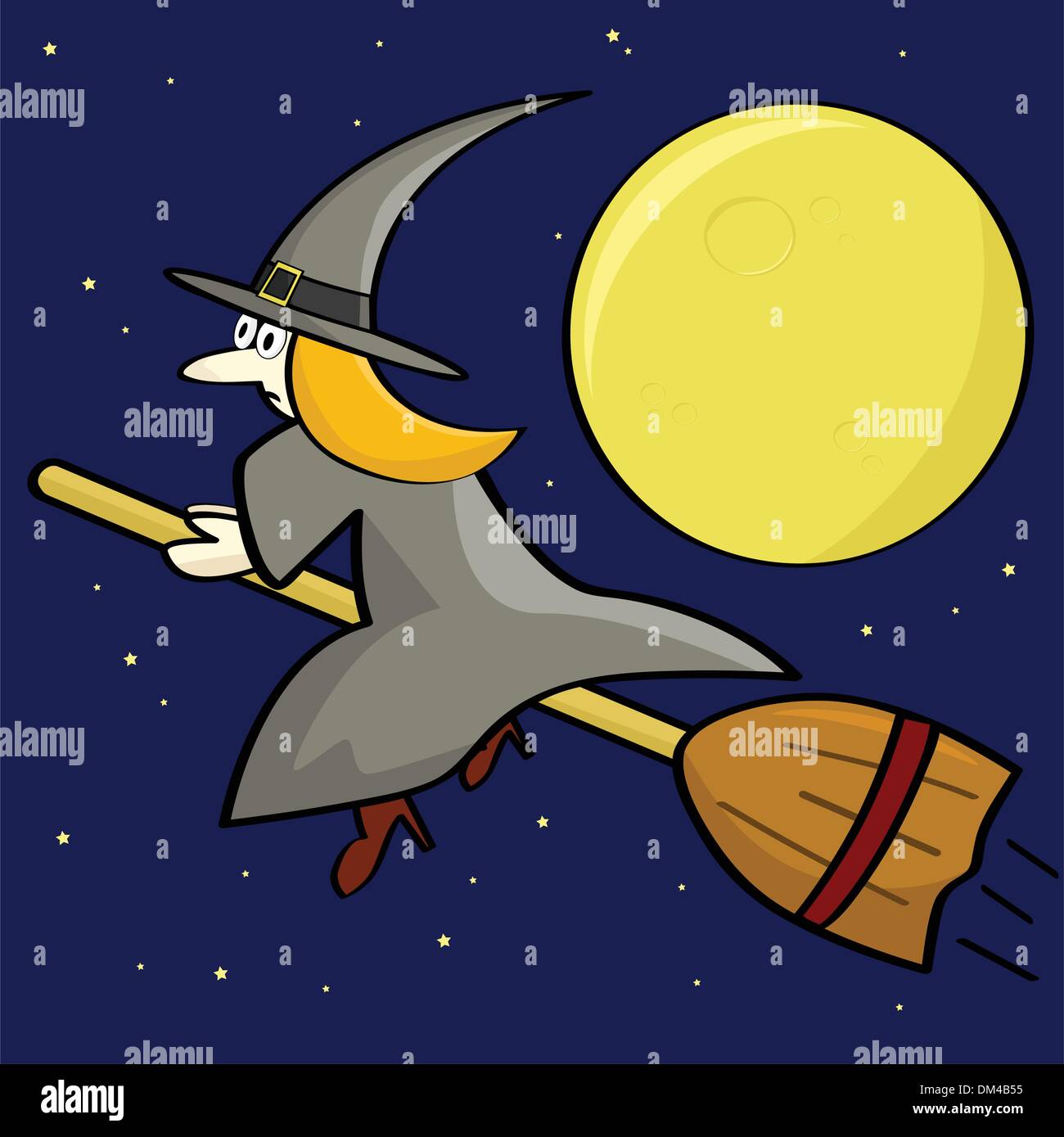Witch in broom flying Stock Vector Images - Alamy