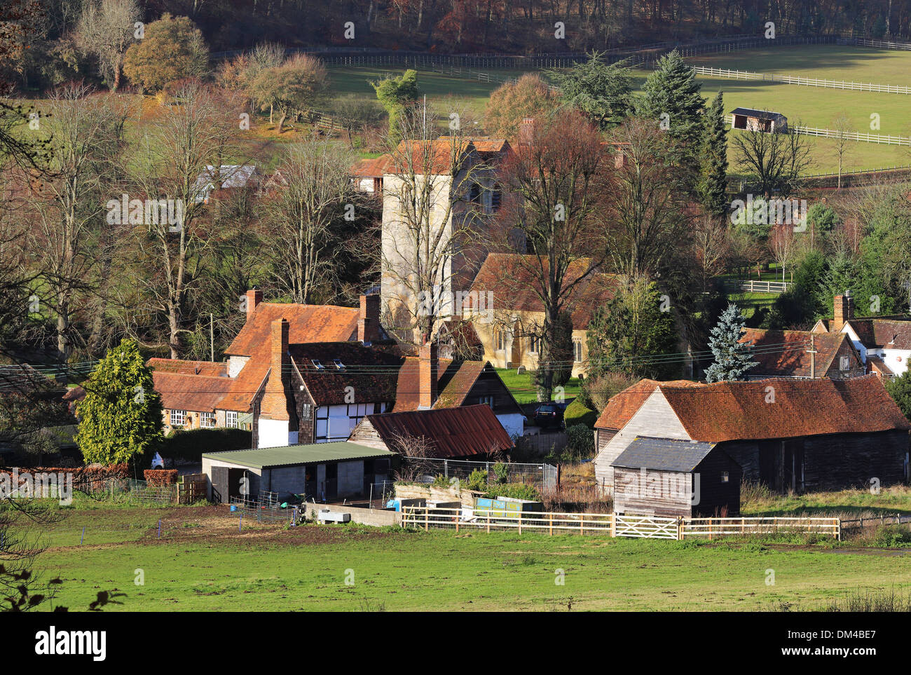 An English Rural Landscape in the Chiltern Hills with the Hamlet of ...