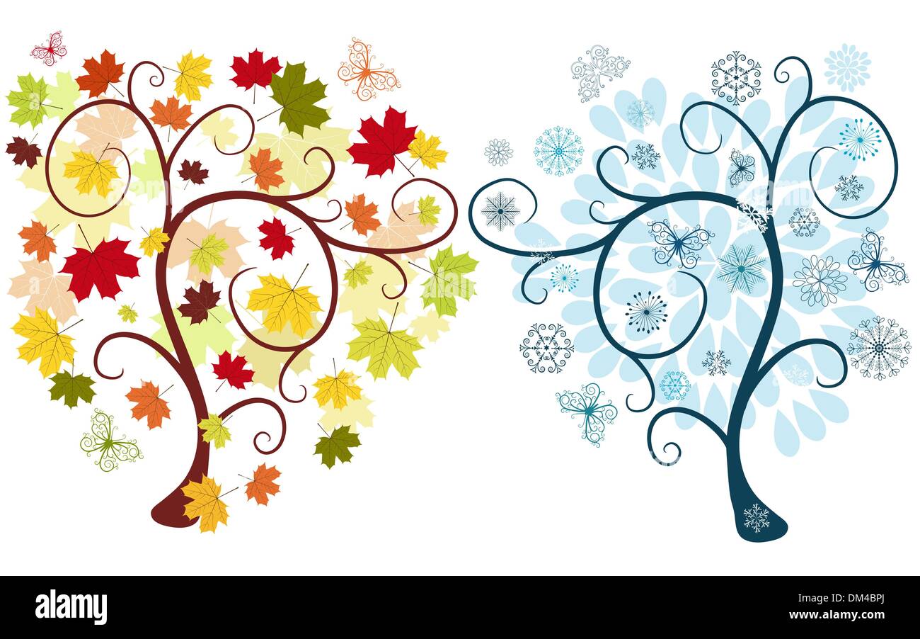 Trees autumn foliage white Stock Vector Images - Alamy