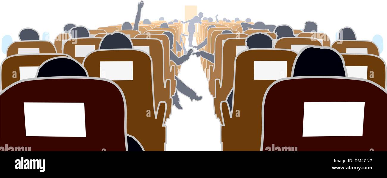 Interior of airplane with passengers Stock Vector Images - Alamy