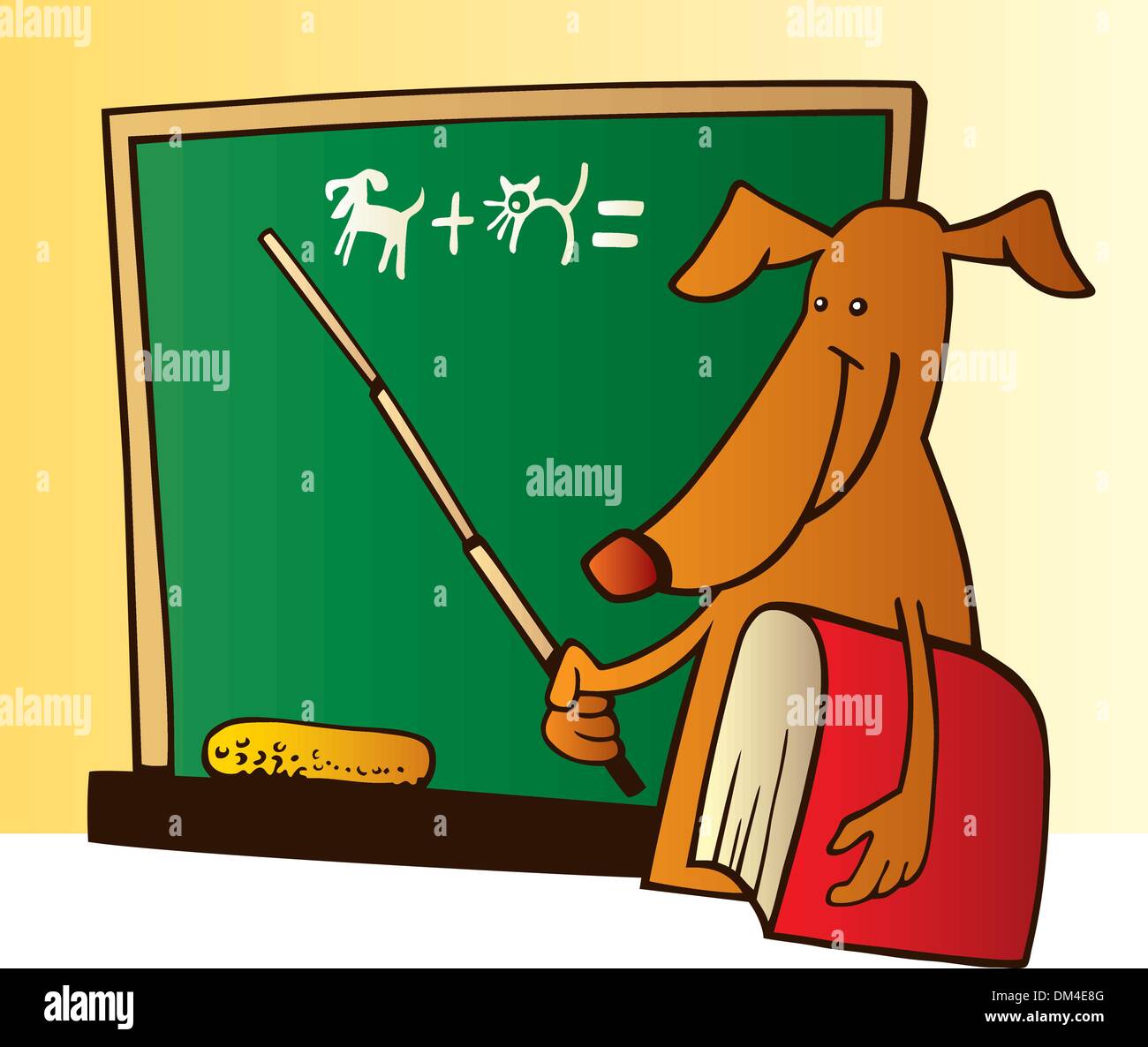 Cartoon illustration dog teacher blackboard hi-res stock photography ...