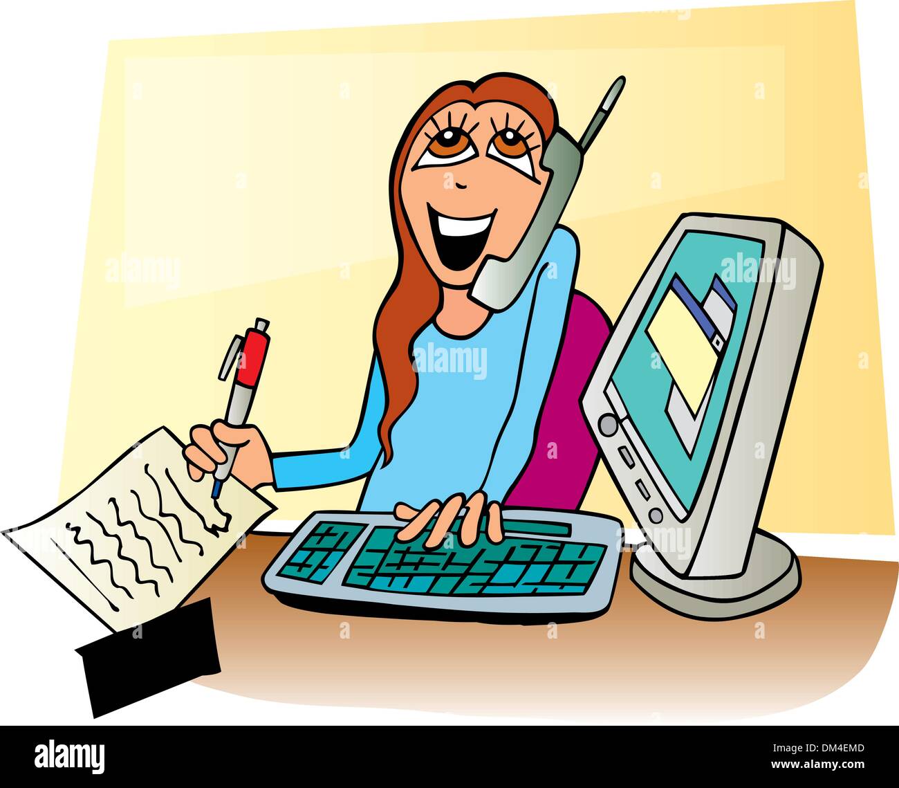 Happy Businesswoman working Stock Vector Image & Art - Alamy