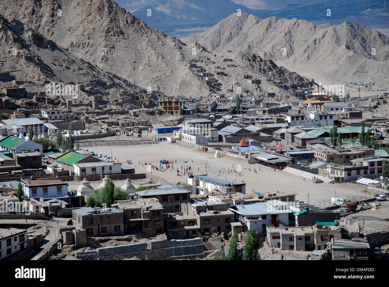 Leh, Ladakh, India - 19 July 2009: aerial view of the city of Leh Stock ...