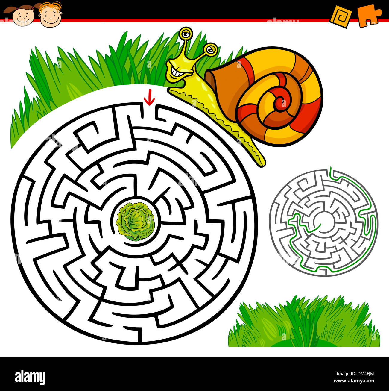 Cartoon Illustration of Education Maze or Labyrinth Game for Preschool ...