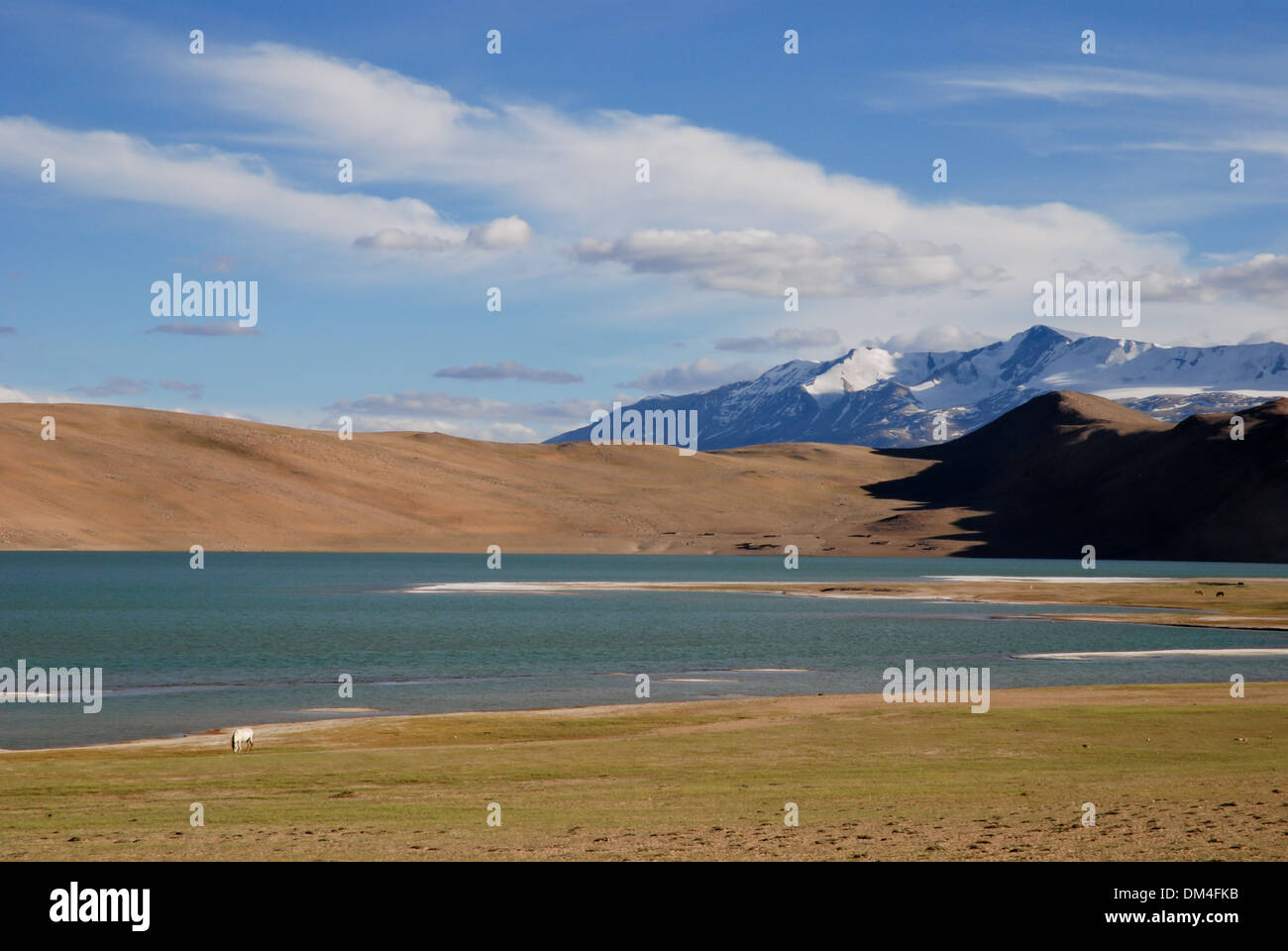 Ladakh, India - July 2009: Tso Moriri lake view with high mountains on ...
