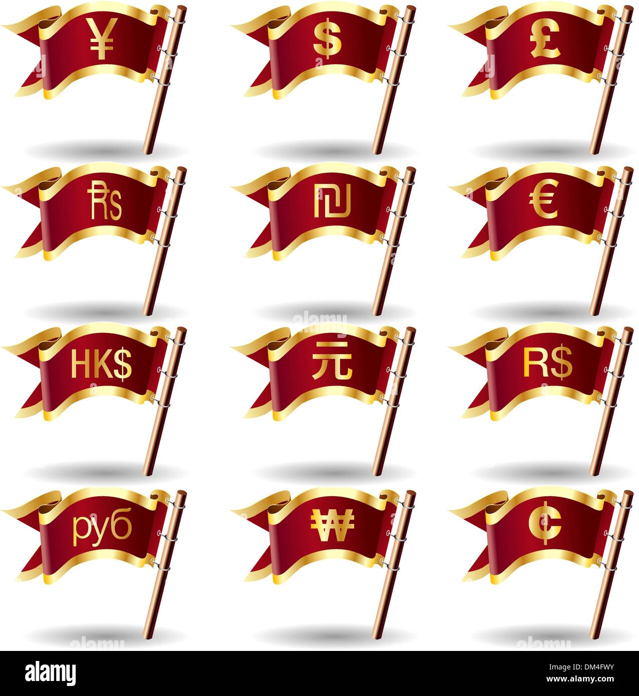 International currency icons on vector flags Stock Vector Image & Art ...