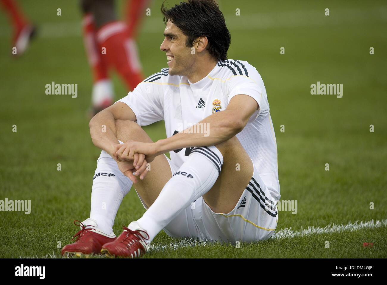 Real Madrid midfielder Kaka #8 smiles at the referee after he was ...