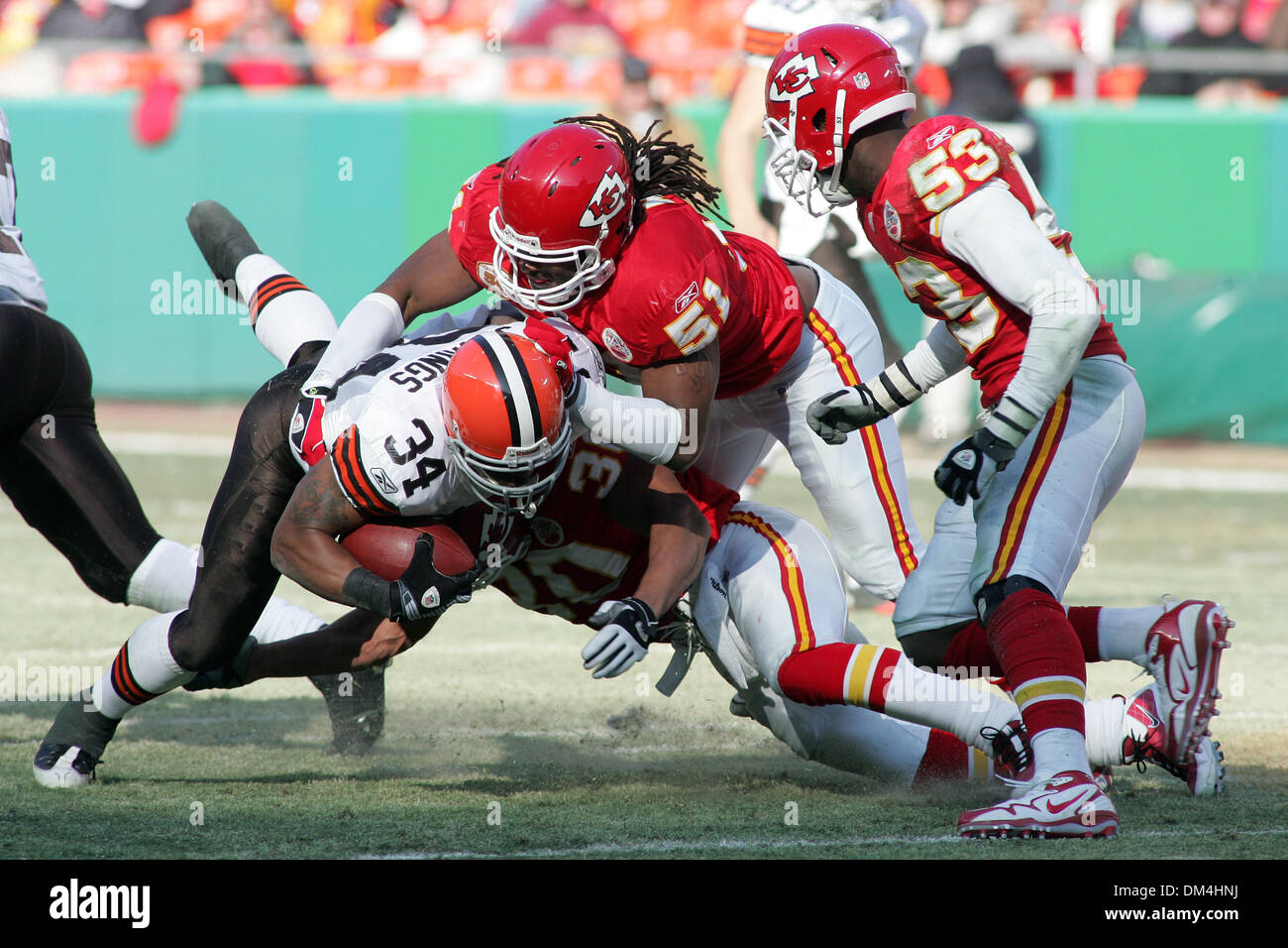 Kansas City Chiefs linebacker Corey Mays (51) and safety Mike Brown (30 ...