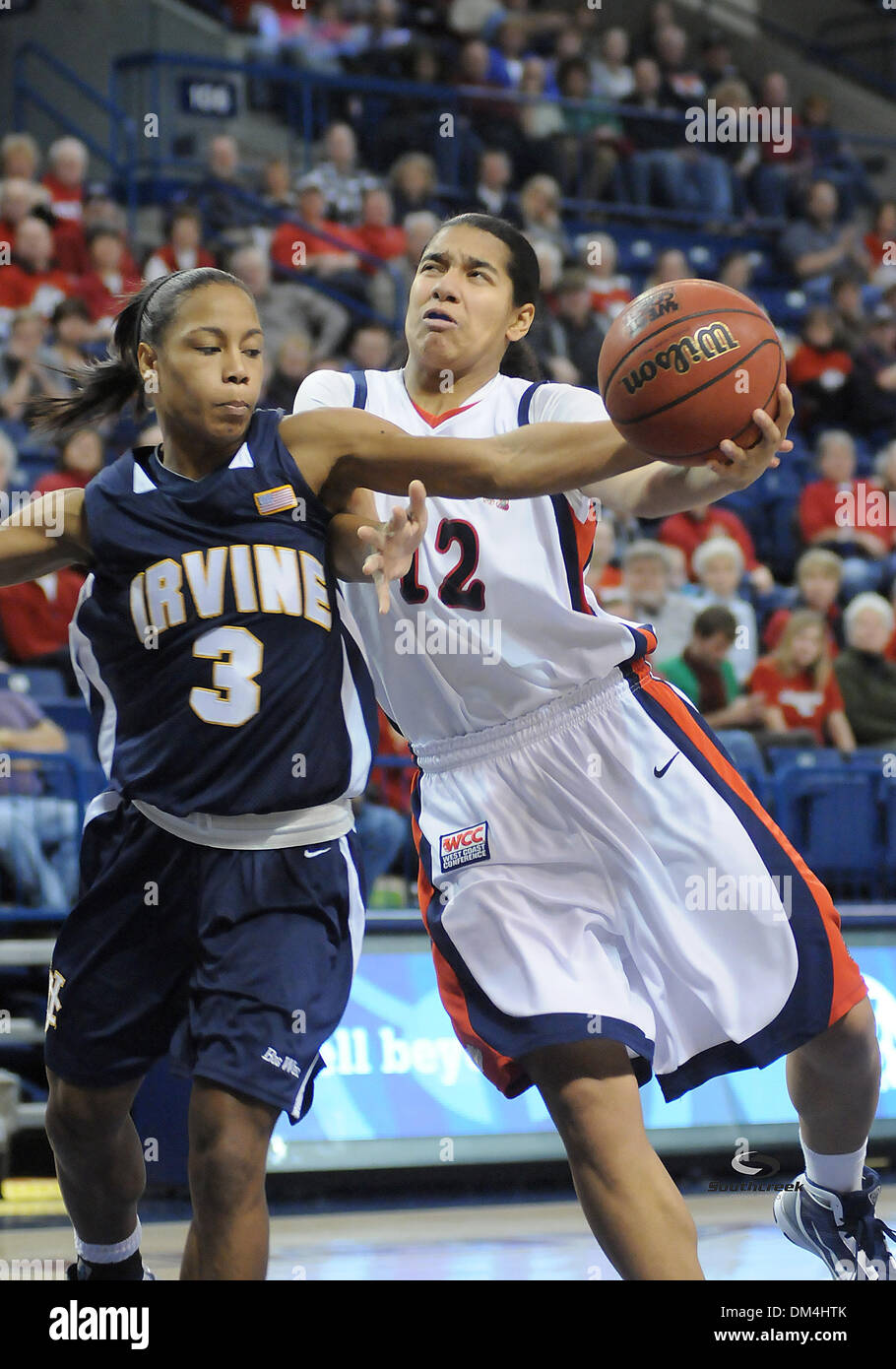 Gonzaga's Vivian Frieson (12) gets the ball knocked away UC Irvine's ...