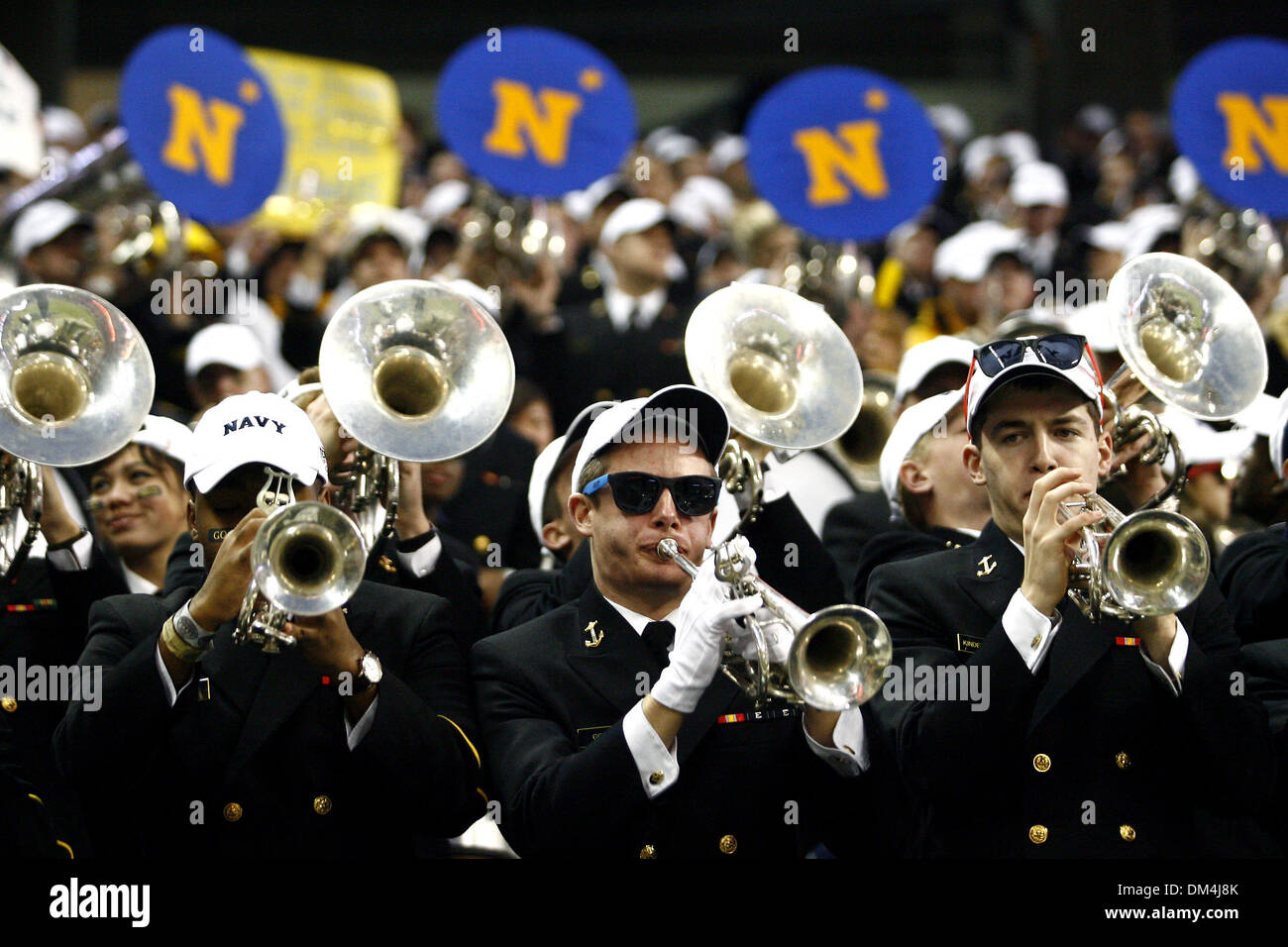 Members of the Navy Band play in celebration of a 4th quarter Navy ...