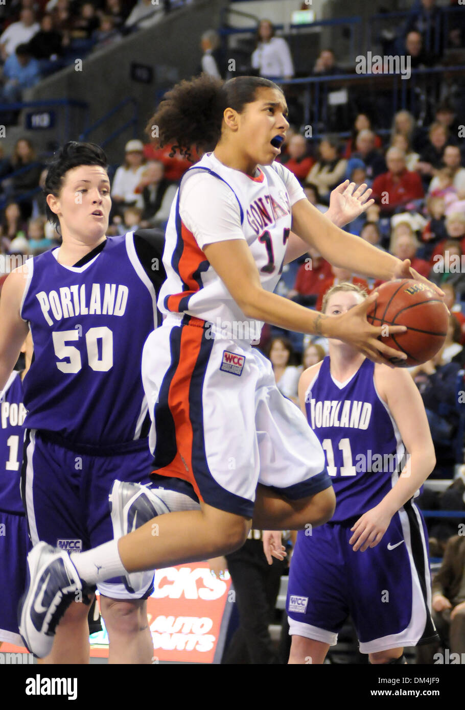 Gonzaga's Vivian Frieson, right, tries to get by Portland's Lauren ...