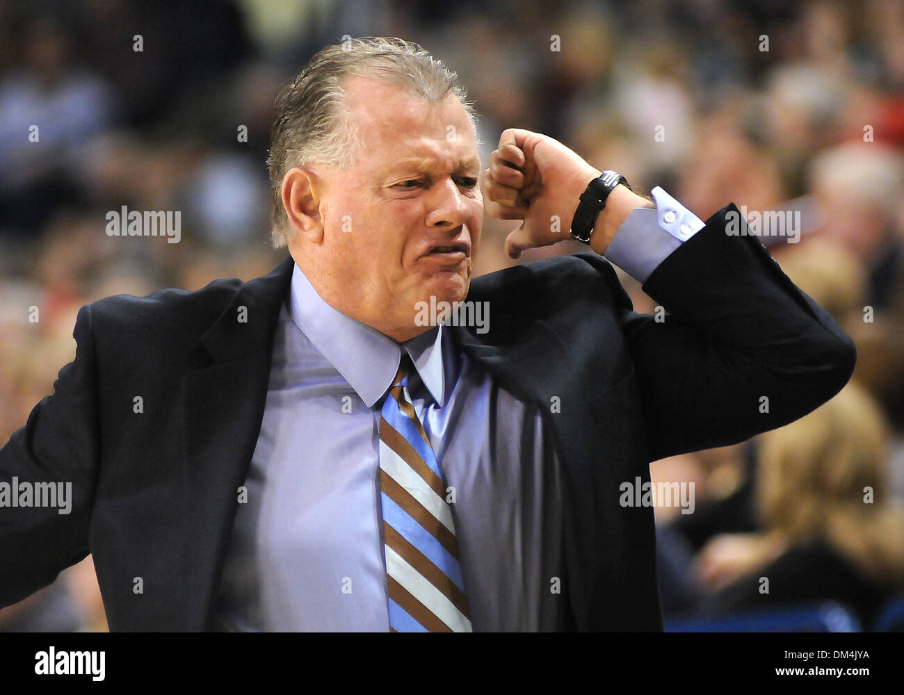 Loyola Marymount's head coach Max Good makes a substitution during a ...