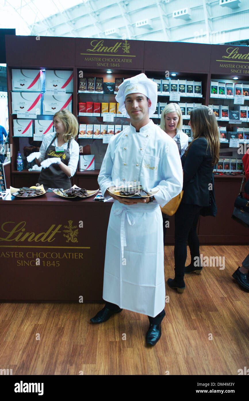 Lindt chocolatier: chocolate display stand, chocolate samples Stock ...