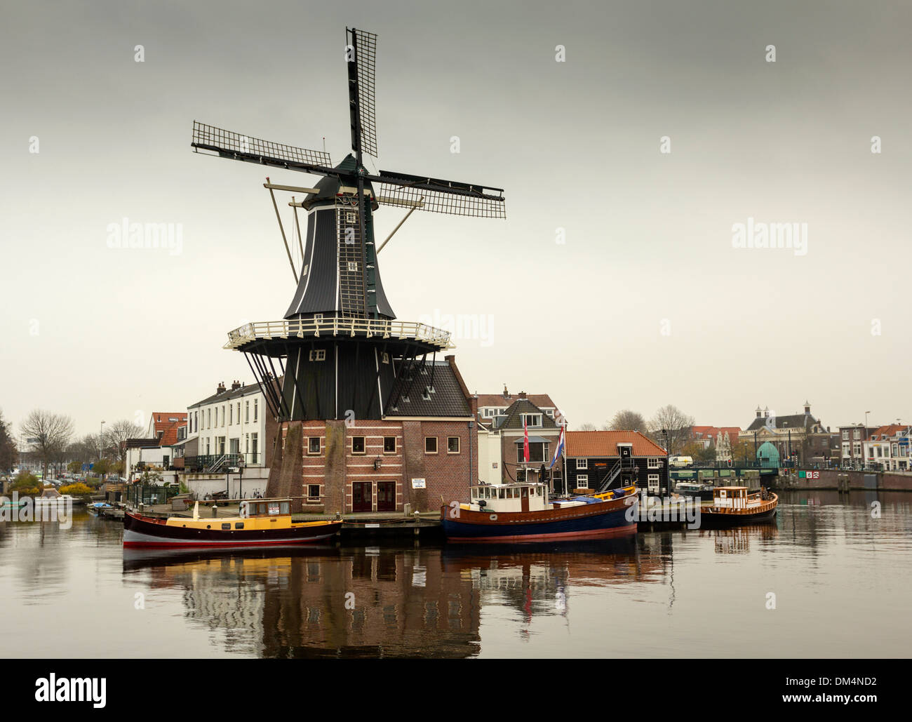 HAARLEM HOLLAND THE MOLEN DE ADRIAAN WINDMILL IN CENTRAL HAARLEM WITH ...