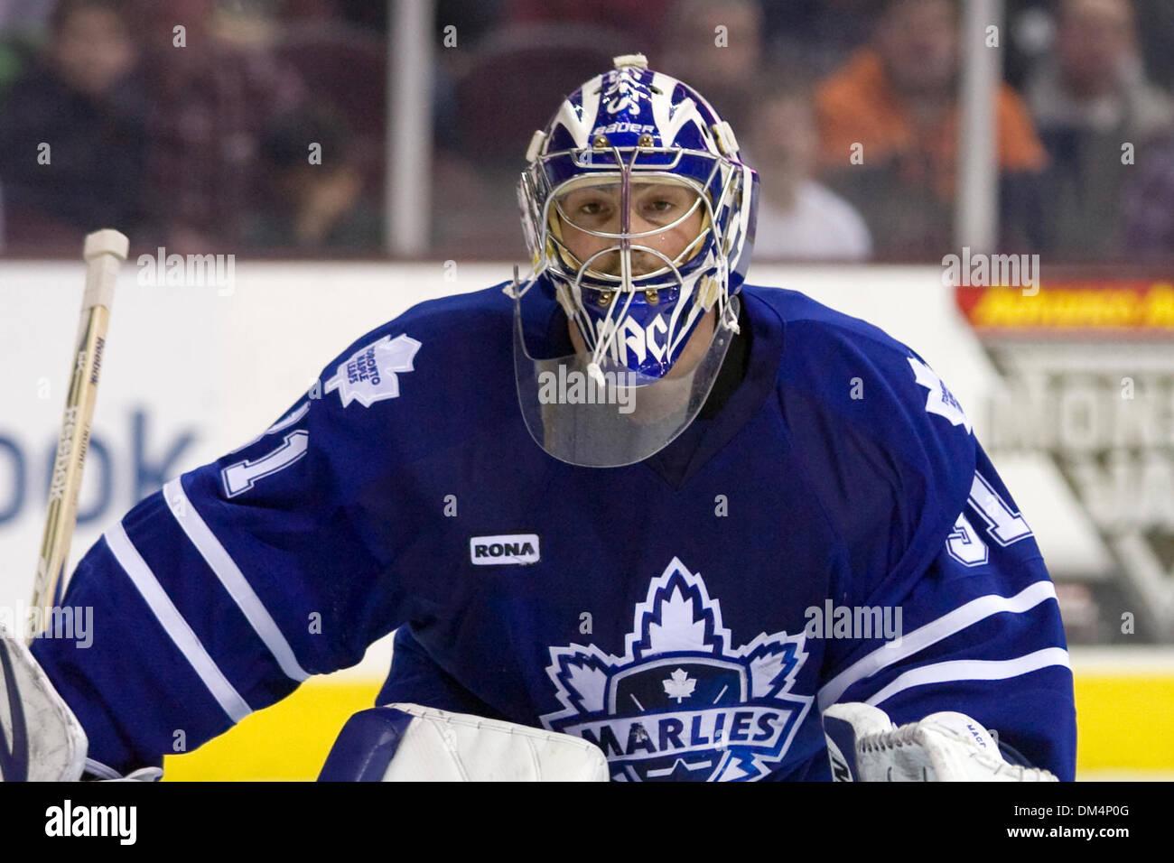 29 January 2010: Toronto Marlies Joey MacDonald (31) in goal during the ...