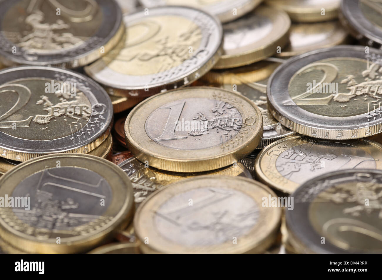 One and two Euro coins from Europe forming a background Stock Photo - Alamy